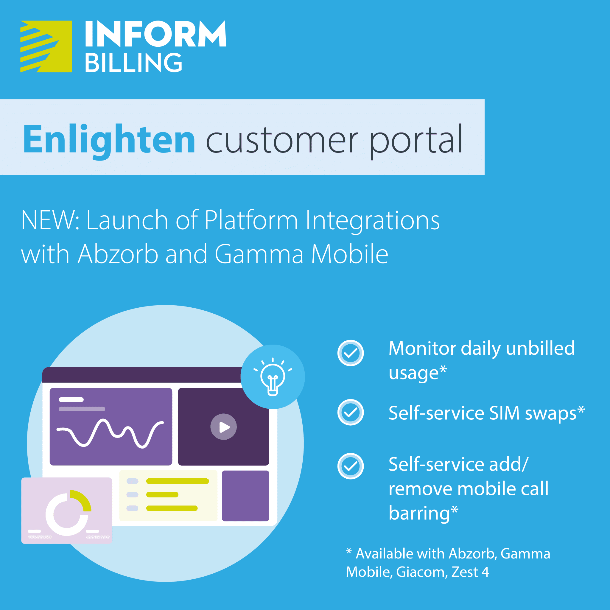 NEW: Platform Integrations with Abzorb and Gamma Mobile - Inform Billing